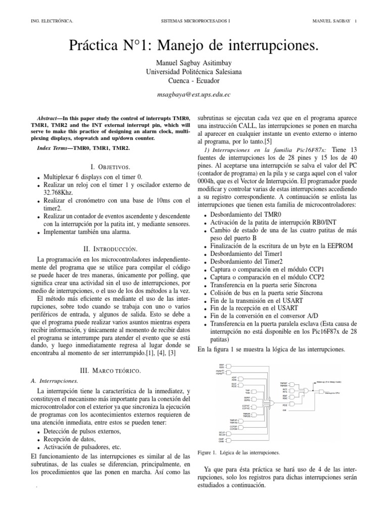 P1 Manejo de Interrupciones | PDF | Microcontrolador | Lenguaje de programación