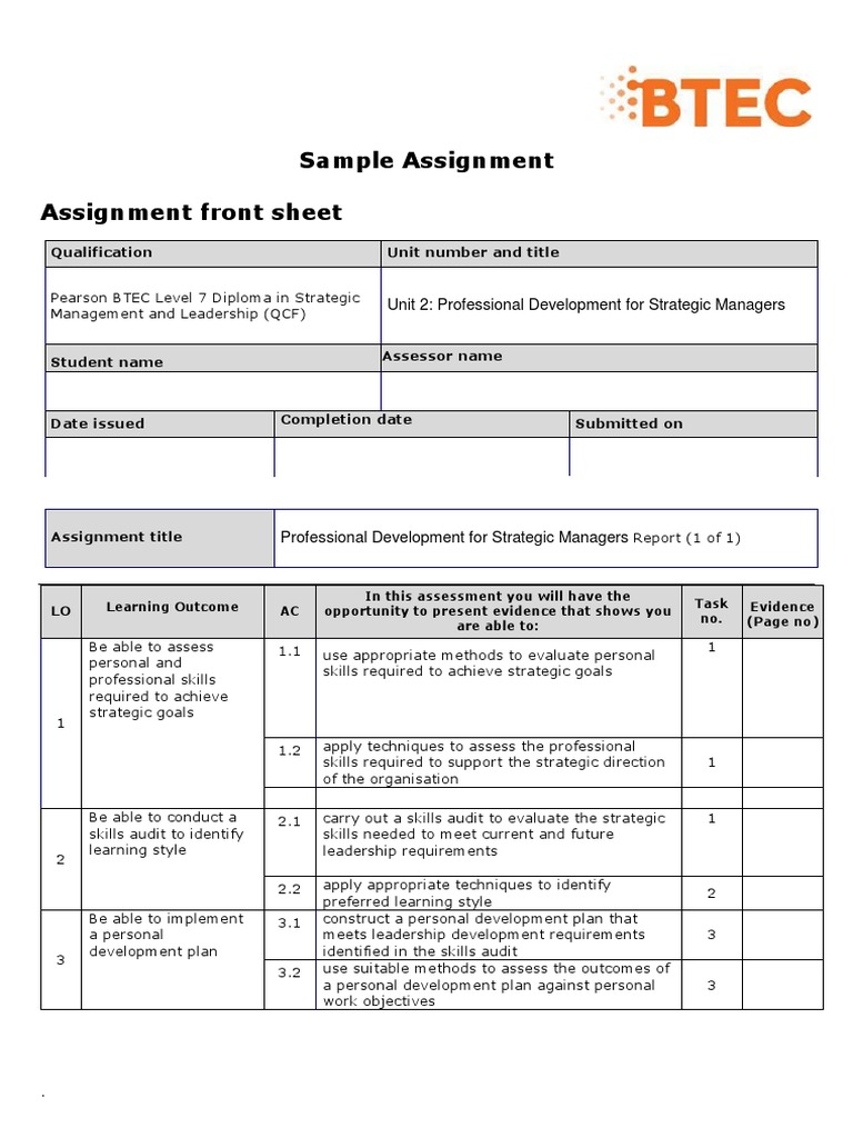 BTEC - Unit 2 Assignment | PDF | Strategic Management | Leadership