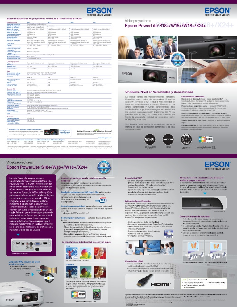 Catalogo - Epson Proyector Powerlite S18 | PDF | Tableta | Electrónica