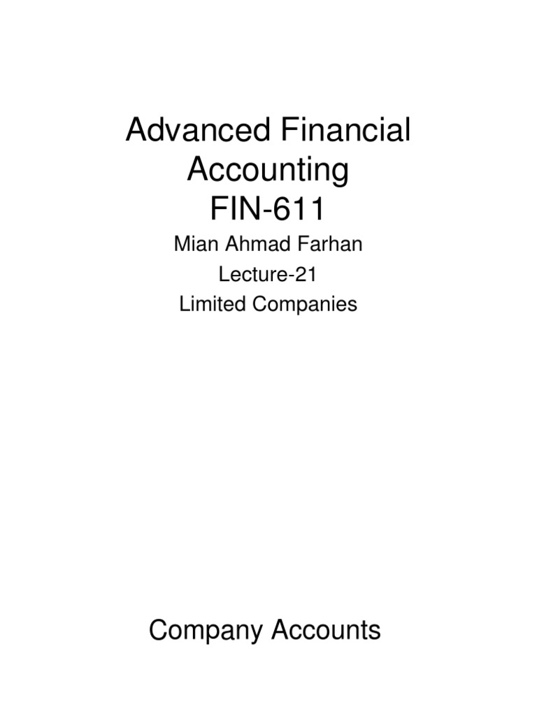 Advanced Financial Accounting - Slides Lecture 21 | PDF | Dividend ...