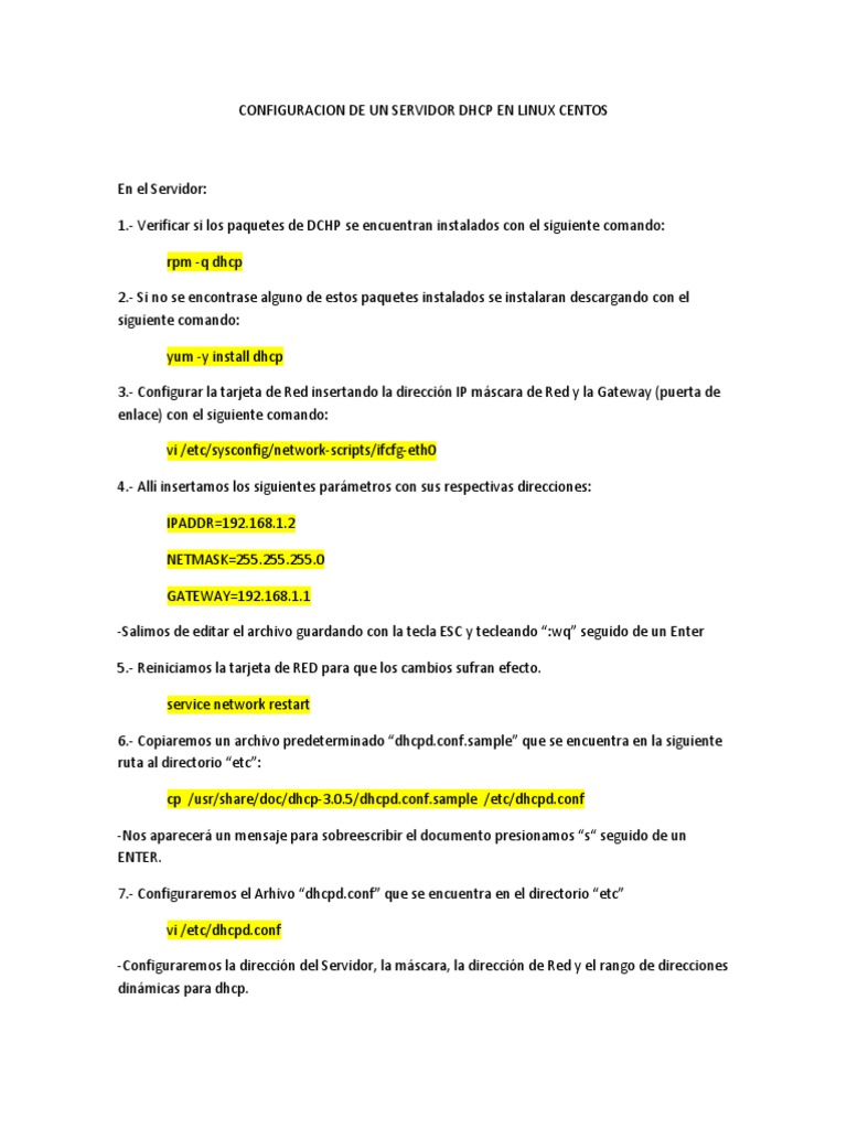 Configuración DHCP en CentOS Linux | PDF | Dirección IP | Arquitectura ...