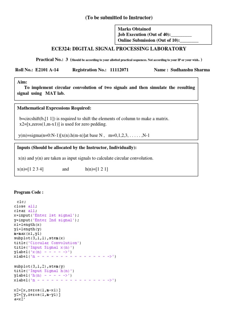 Circular Convolution | PDF | Discrete Fourier Transform | Mathematical ...