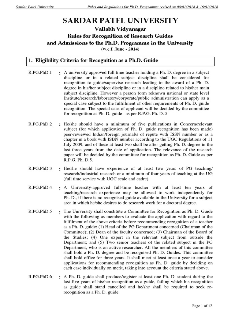 Common Rules and Regulations For PHD Revised - 16!01!2014 | PDF ...