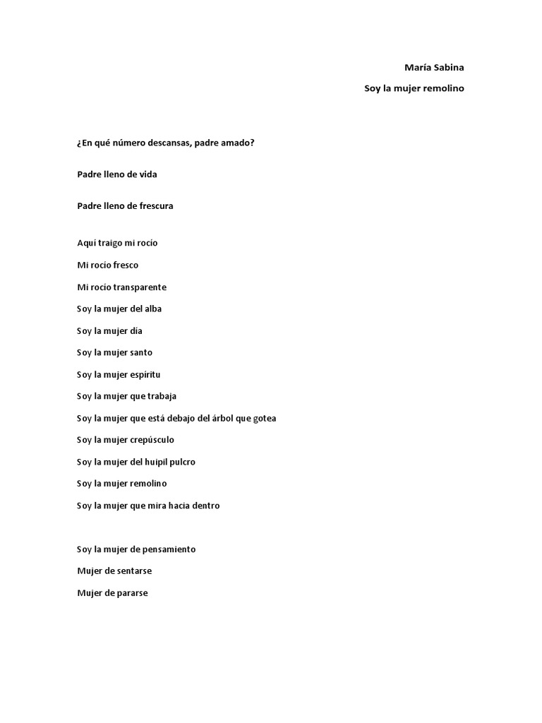 Poemas de María Sabina: Mujer Remolino | PDF | Mujer | Cristo (título)