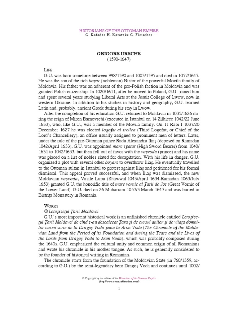Grigore Ureche | Ottoman Empire | Religion And Belief