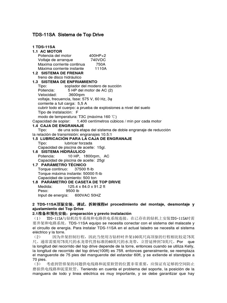 Instalación y Ajuste del TDS-11SA | PDF | Engranaje | Transmisión ...