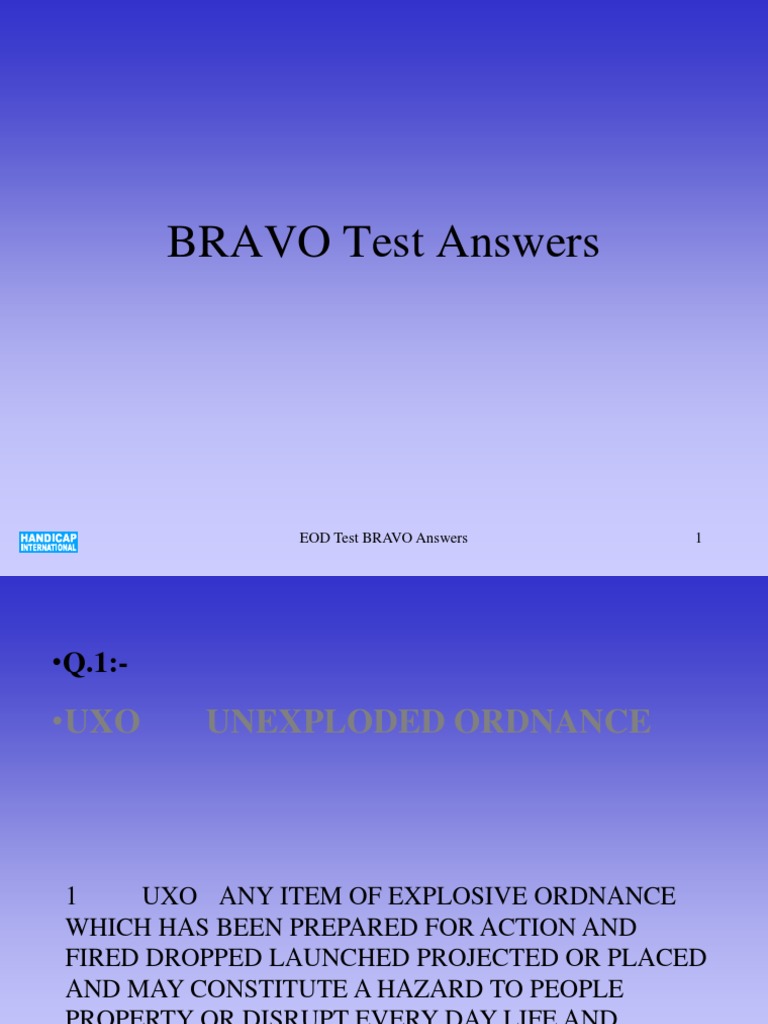 EOD BRAVO Test Answer Key | PDF | Bomb Disposal | Explosion