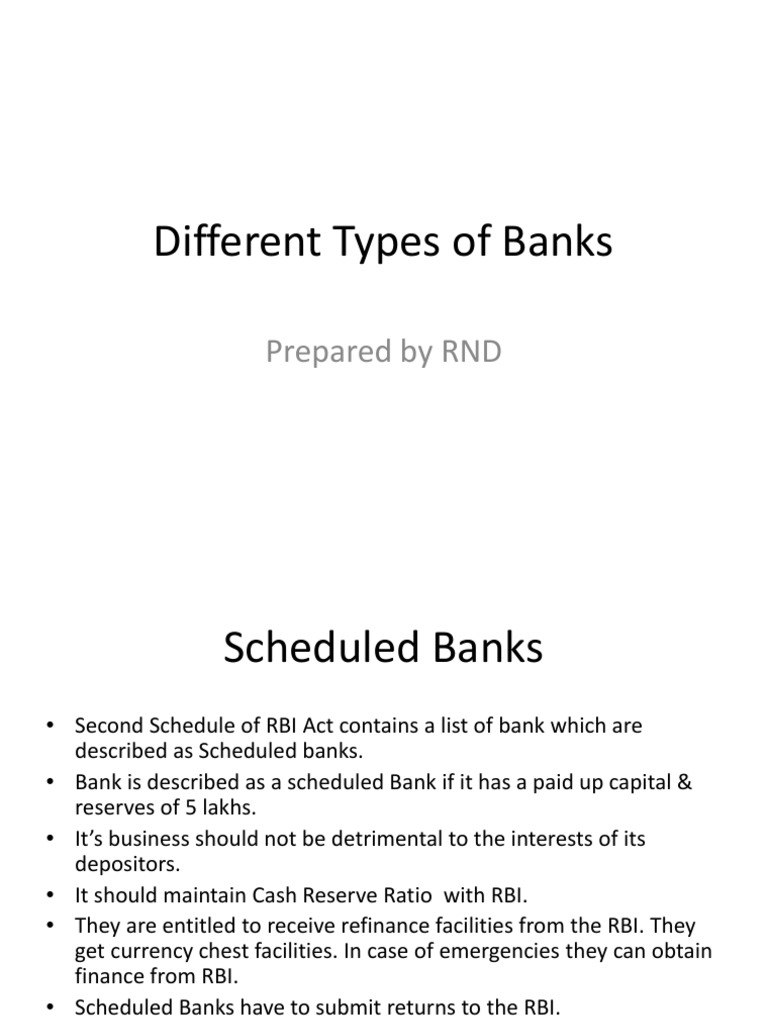 Different Types of Banks | PDF | Reserve Bank Of India | Banks