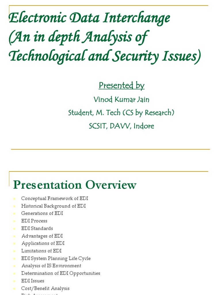 Electronic Data Interchange (An in Depth Analysis of Technological and Security Issues) | PDF ...