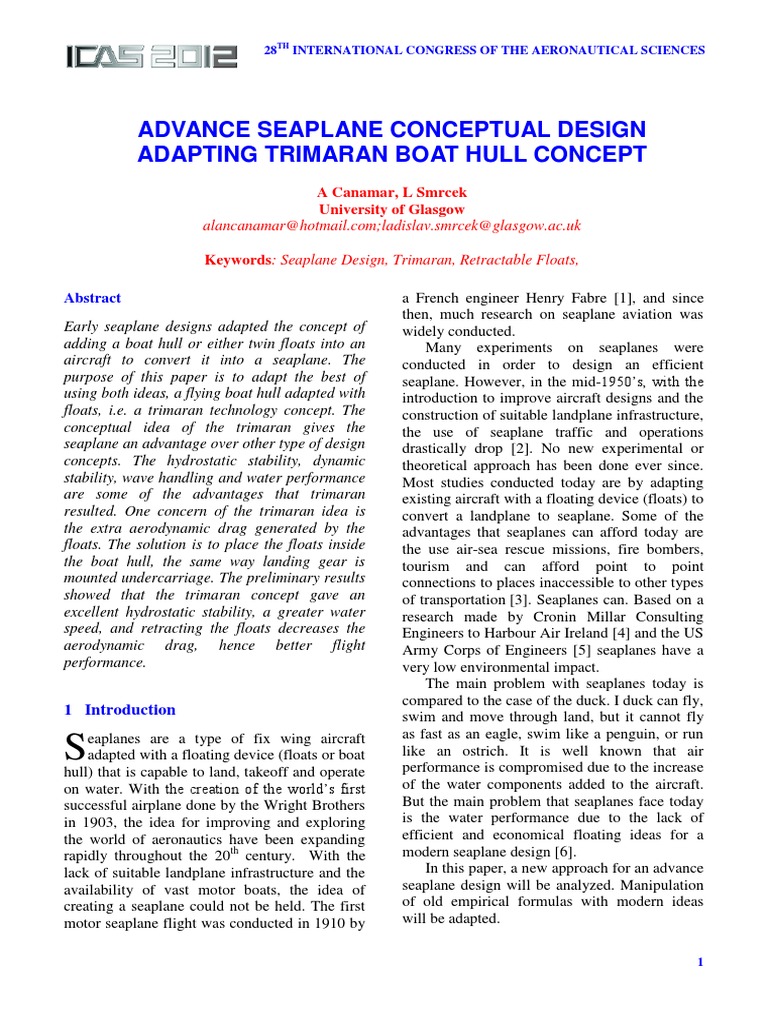 Trimaran Hull Design 198 | PDF | Seaplane | Drag (Physics)