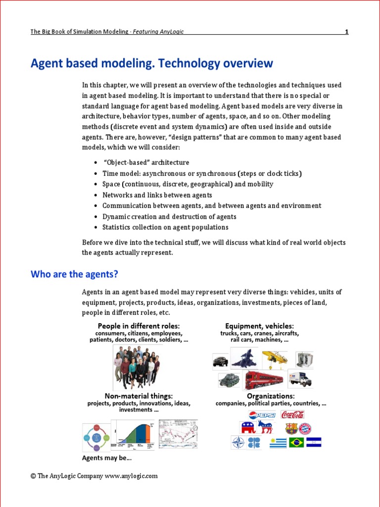 Anylogic Agent Based Modeling Technology Overview Pdf Class Computer Programming Object