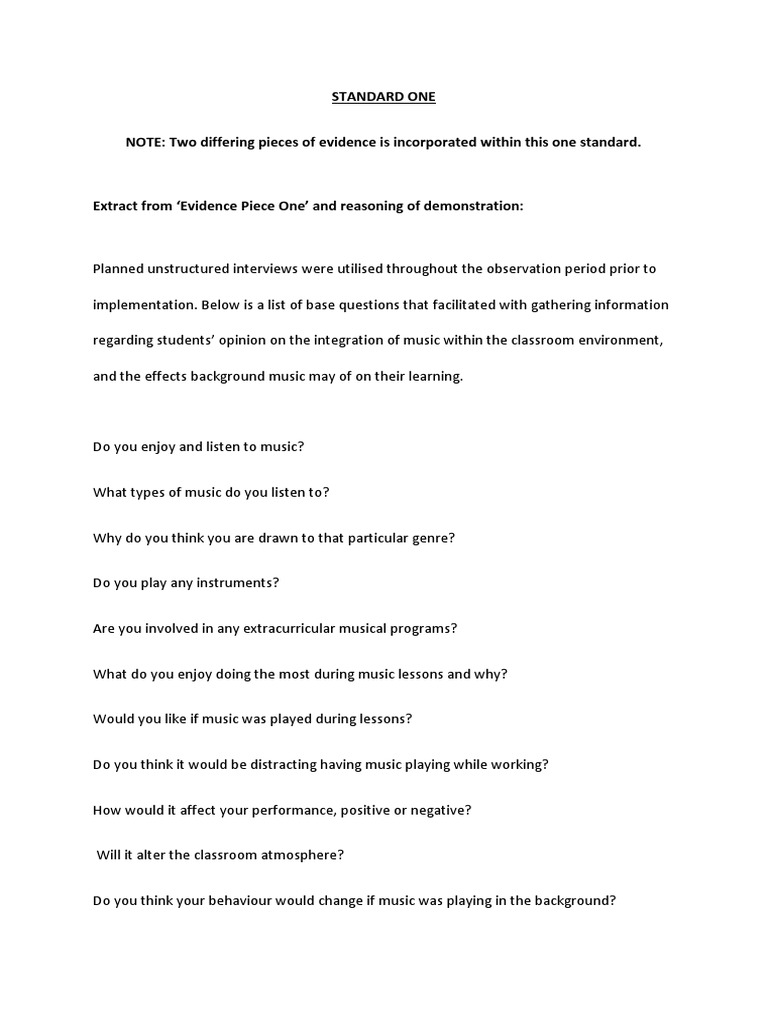 Standard One | PDF | Classroom | Learning