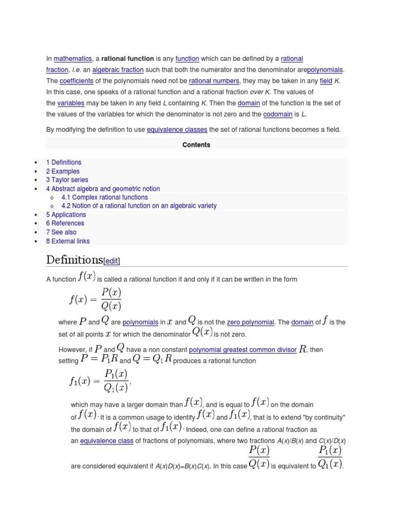 Rational Functions | PDF | Polynomial | Field (Mathematics)