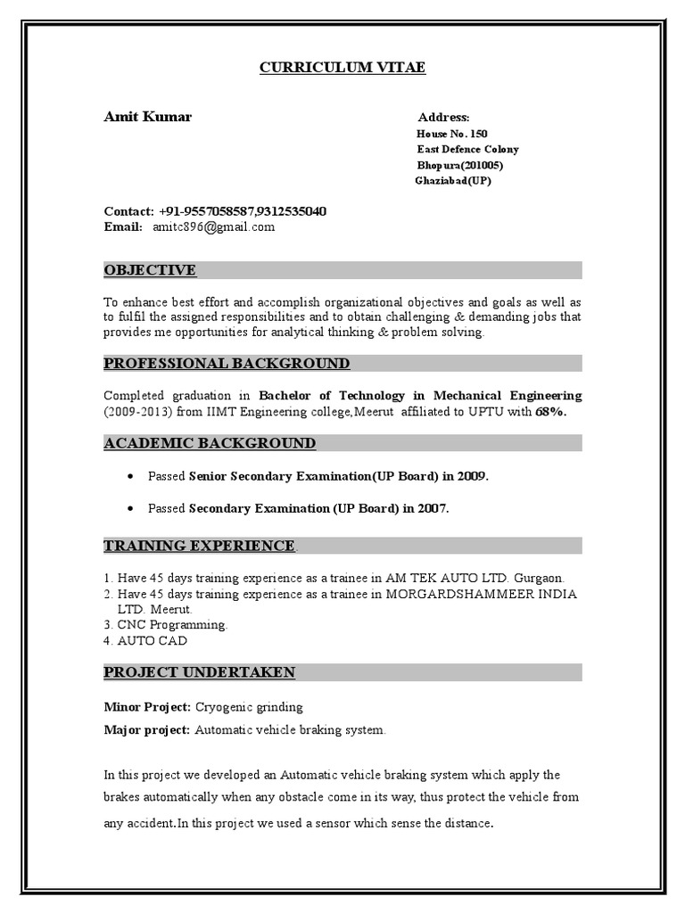Curriculum Vitae Amit Kumar: Address | Download Free PDF | Cognition | Behavioural Sciences