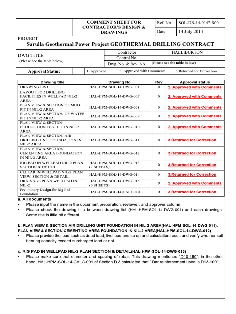 SOL-DR-14-0142 R00 - Comment Sheet On HAL Civil Drawings On NIL-2n ...