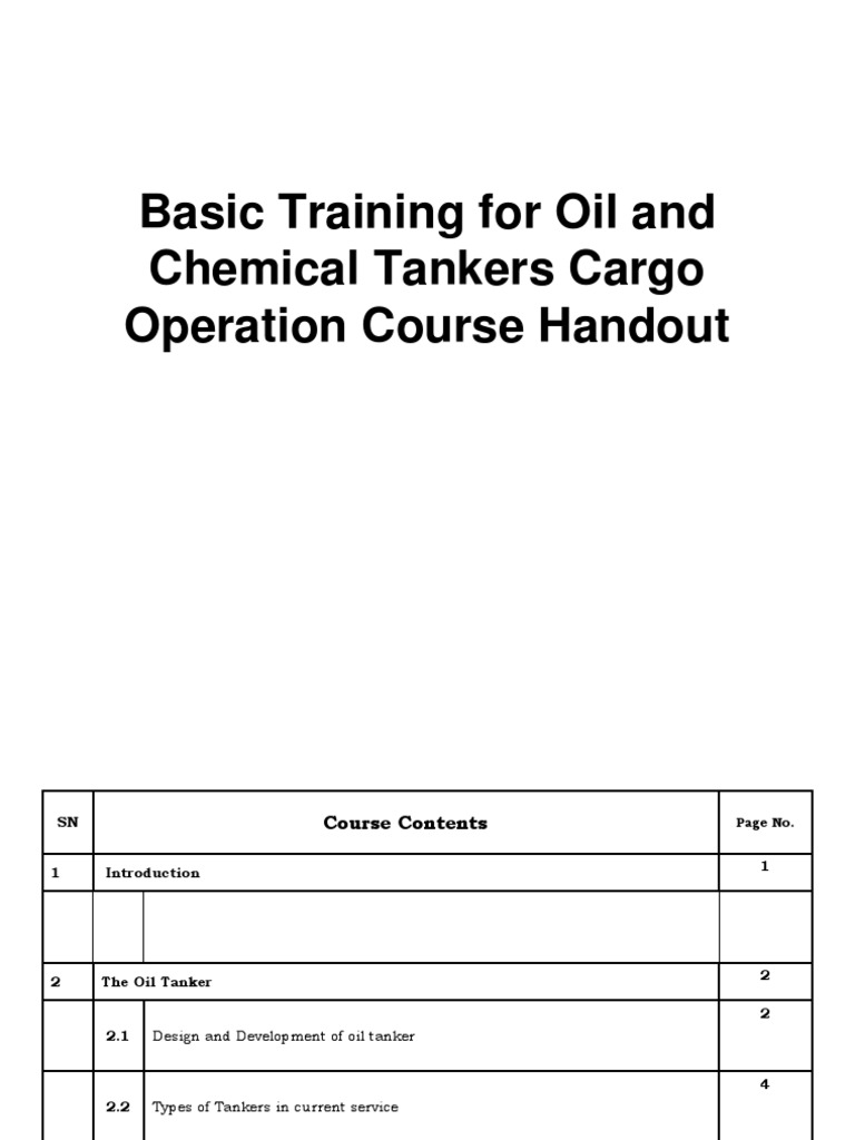 Basic Training For Oil and Chemical Tankers Cargo | PDF | Oil Tanker ...