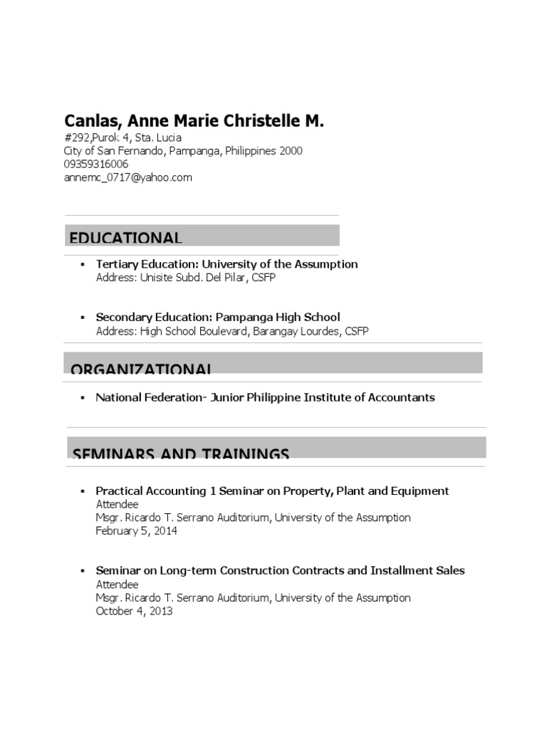 Anne Marie Canlas: Profile Overview | PDF | Career & Growth