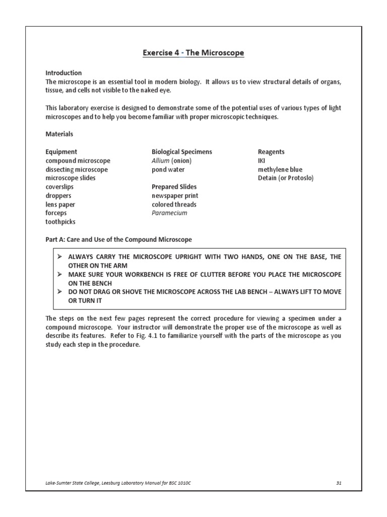 Exercise The Microscope | PDF | Lens (Optics) | Staining