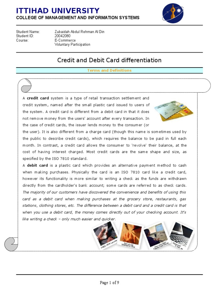 Credit and Debit Card Differentiation Assignment Research | PDF ...
