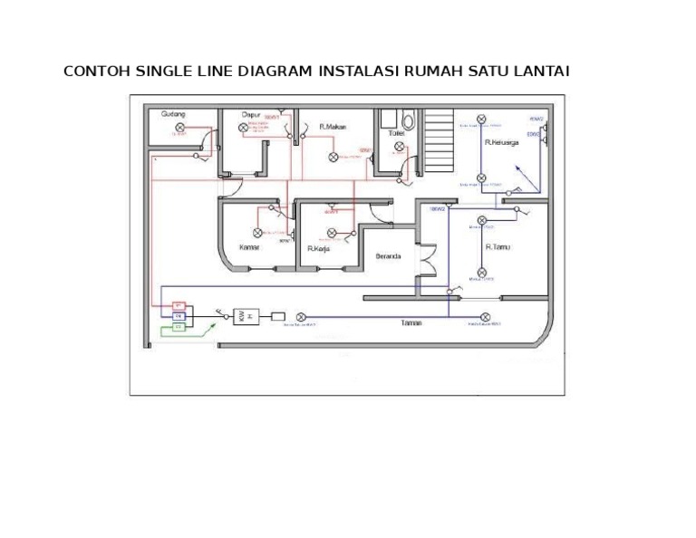 Contoh Single Line Diagram Instalasi Rumah Satu Lantai | PDF