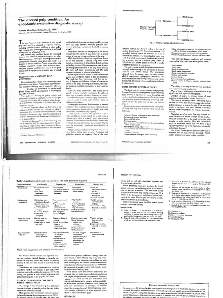 The Stressed Pulp Condition An Endodontic Restorative | PDF | Dentistry ...