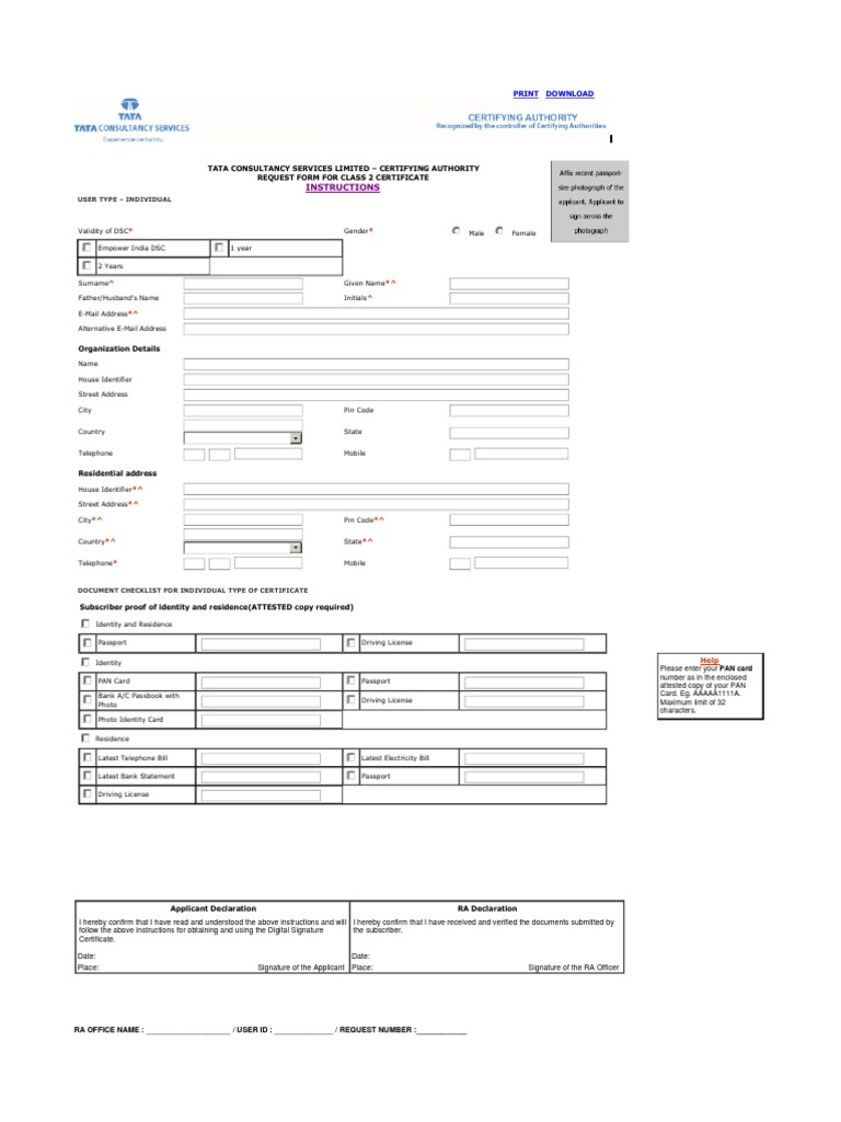 DSC Application Form | PDF