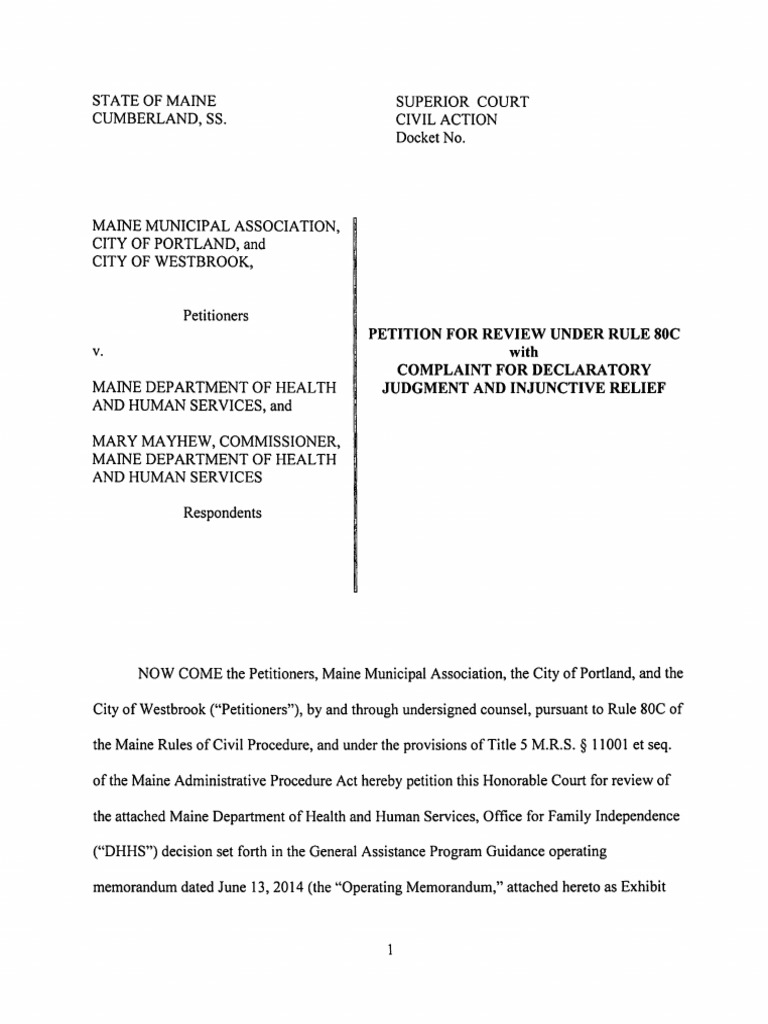 Petition For Review Under Rule 80C With Complaint For Declaratory ...