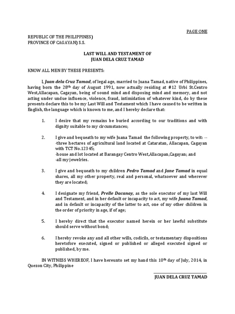 Sample of Notarial Will | PDF | Will And Testament | Document
