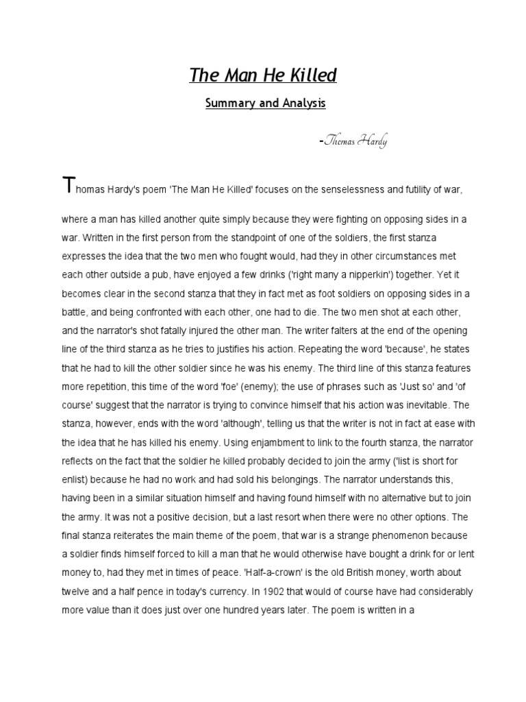 The Man He Killed | PDF | Poetry