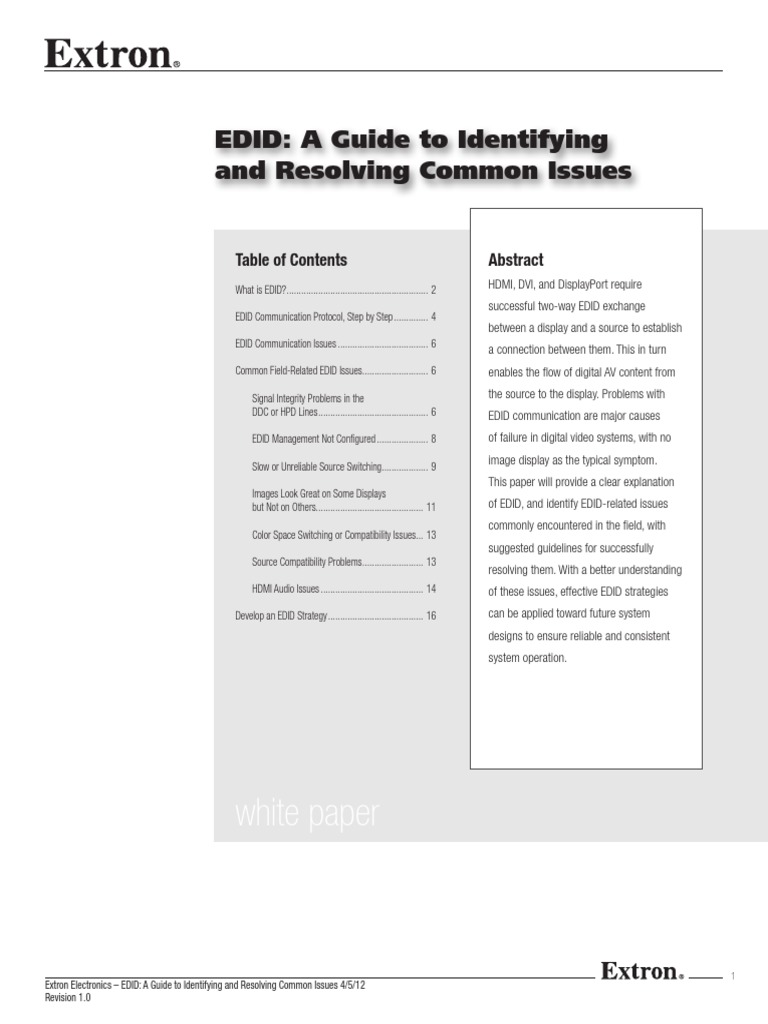 Edid Guide | PDF | Hdmi | Display Resolution