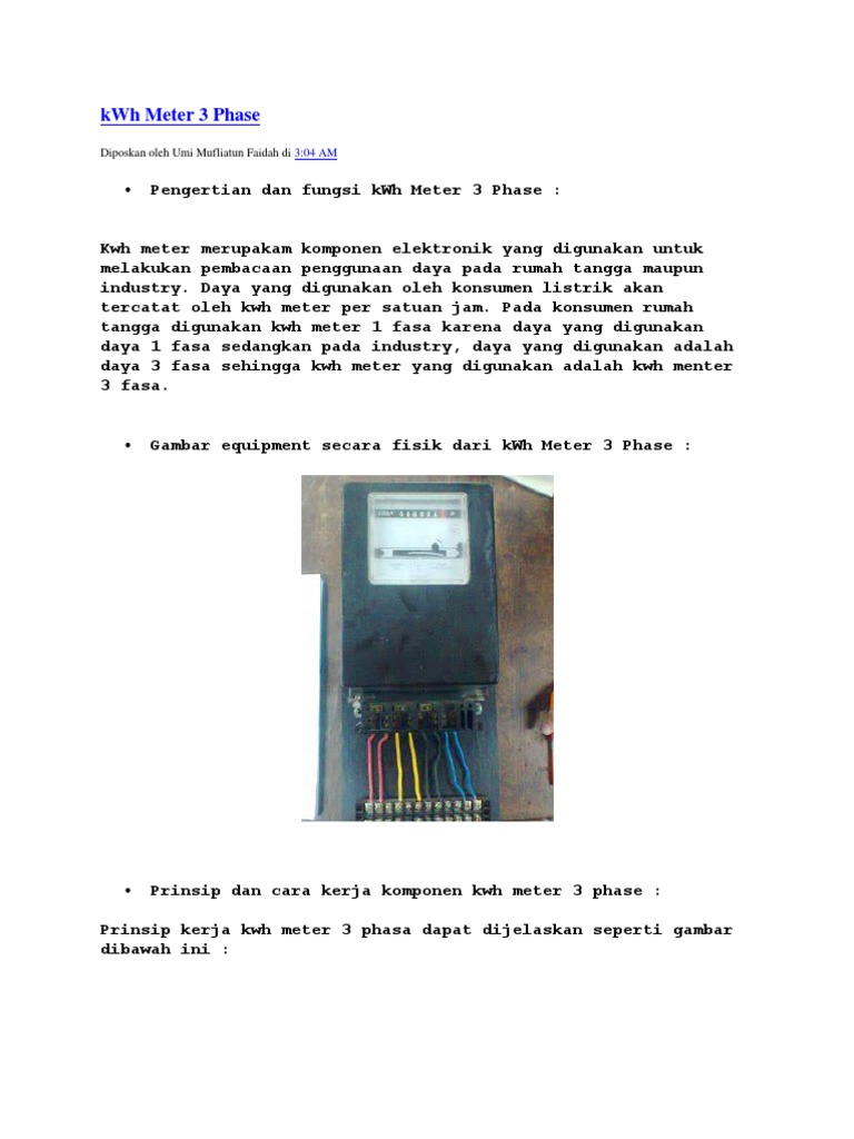 Prinsip Kerja KWh Meter 3 Phase | PDF