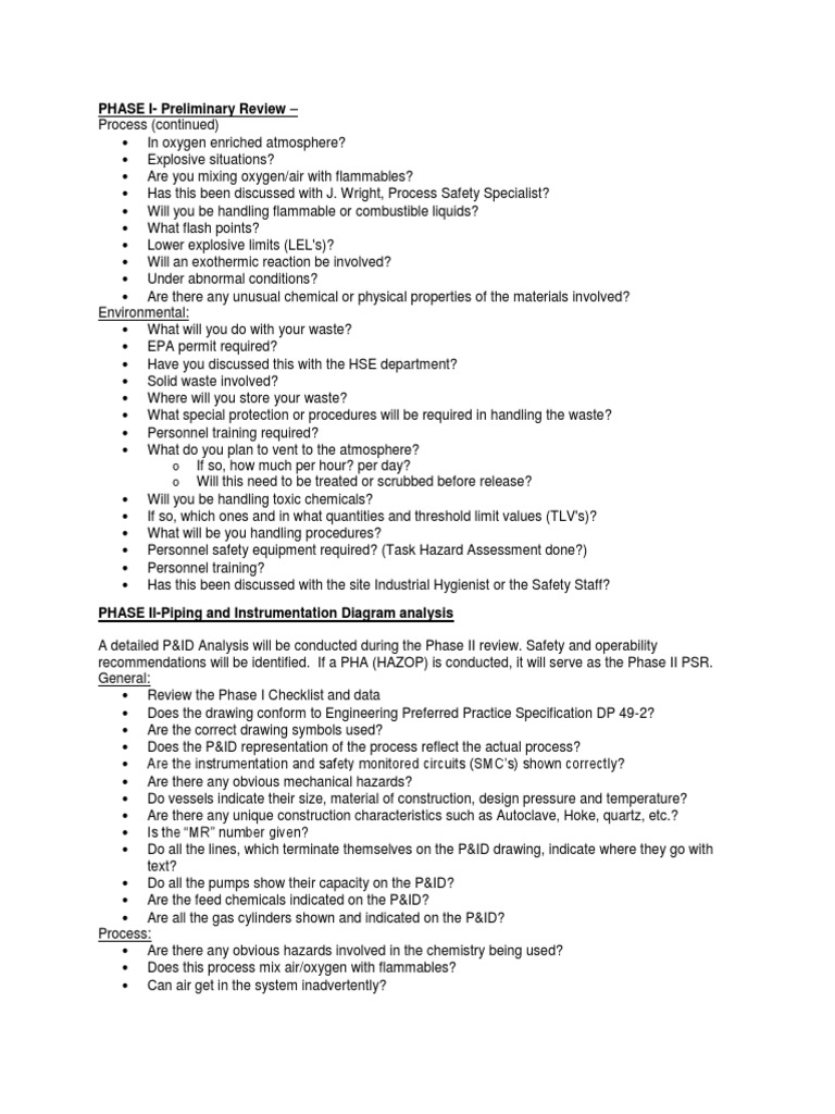 Process Safety Check List 2 | PDF | Oxygen | Waste