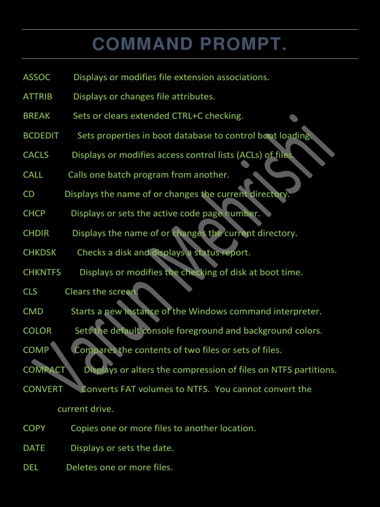 Command Promt Commands | PDF | Command Line Interface | Computer File