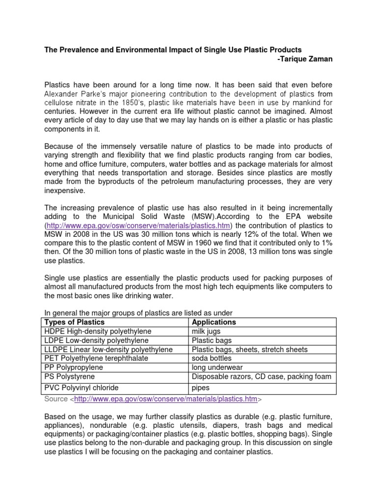 Single Use Plastics | PDF | Plastic | Municipal Solid Waste