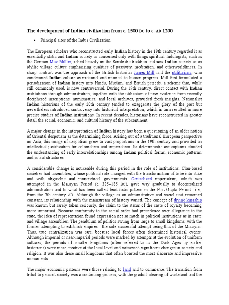 Evolution of Indian Civilization (1500 BC-1200 AD) | PDF | Caste ...