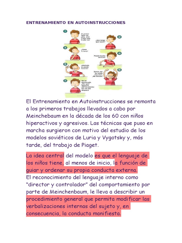 Entrenamiento en Autoinstrucciones para Niños | PDF | Comportamiento ...