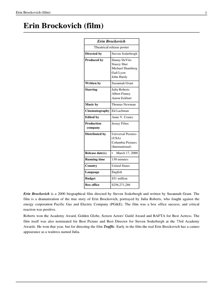 Erin Brockovich (Film) | PDF | Cinema | Leisure