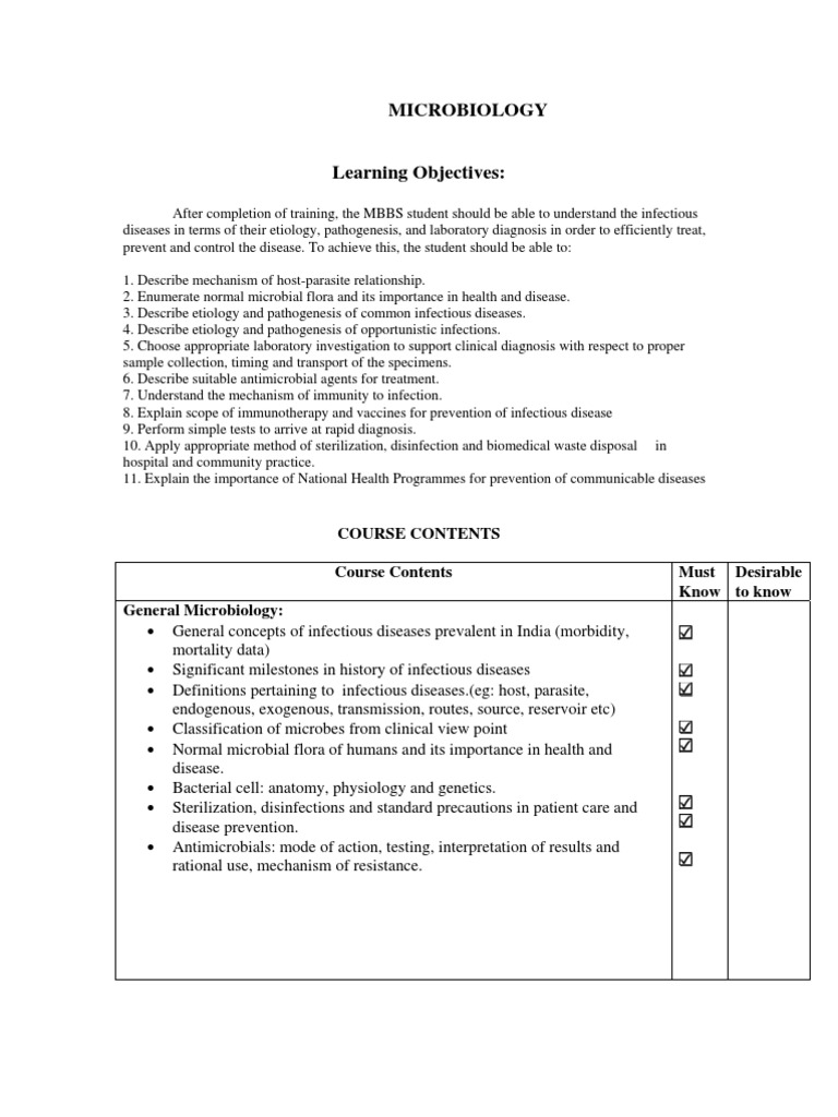 Microbiology Course Overview for MBBS | PDF | Infection | Clinical ...