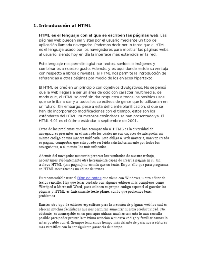 Introducción Al HTML | PDF | HTML | Página web