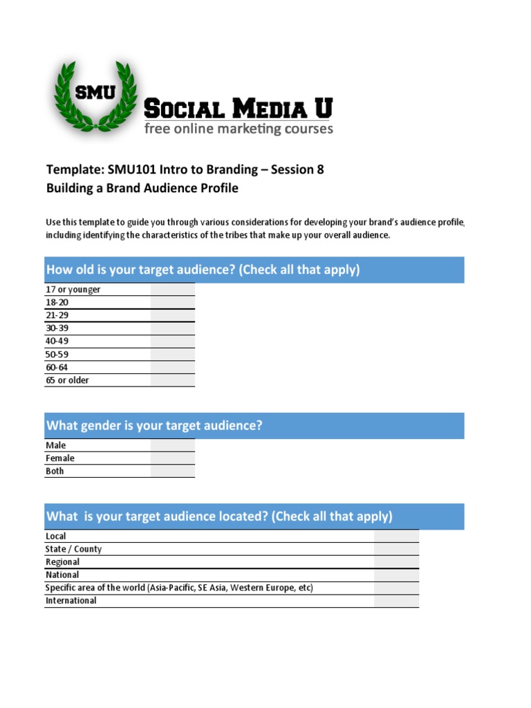 Audience Profile Building Template | Download Free PDF | Target ...