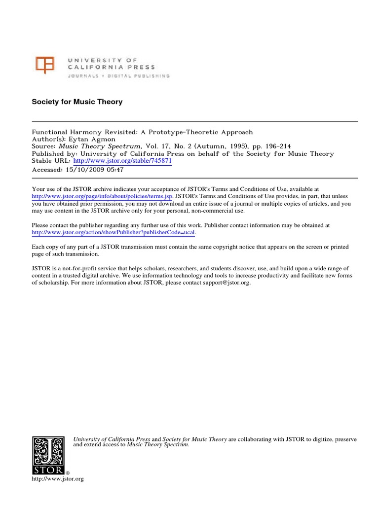 Agmon 1995 | PDF | Harmony | Cognitive Science