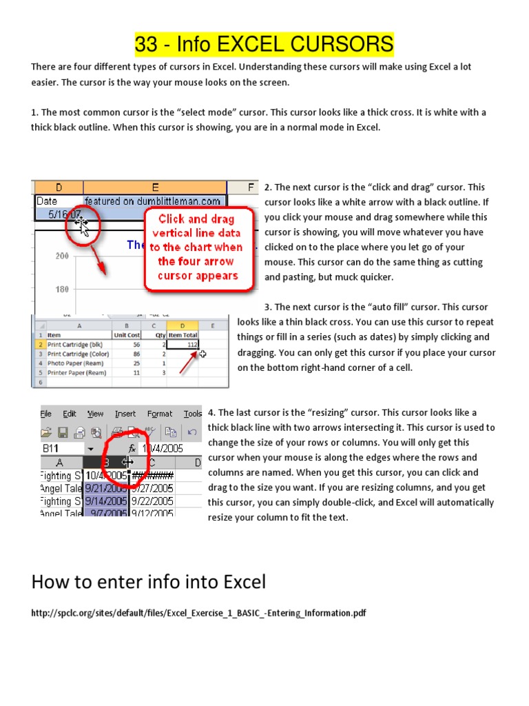 Excel - 33 - 38 | PDF | Cursor (User Interface) | Microsoft Excel