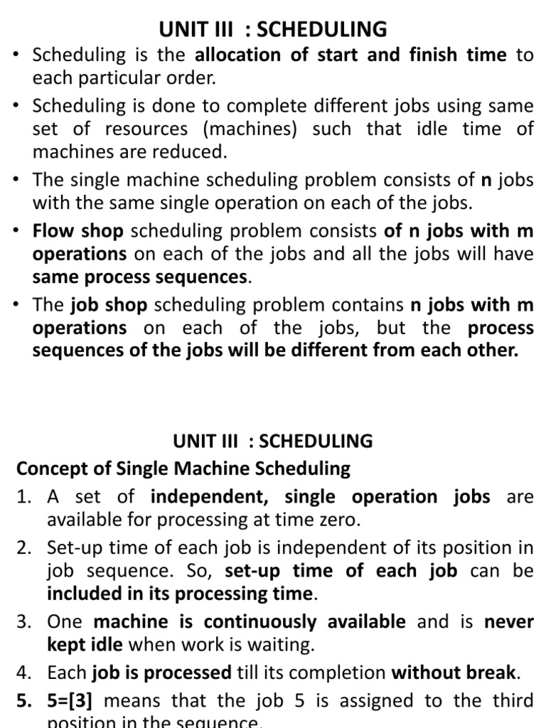 Scheduling Notes | PDF | Scheduling (Production Processes) | Scheduling ...