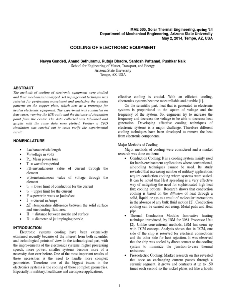 Cooling of Electronic Equipmentteam8 | PDF | Turbulence | Thermal ...