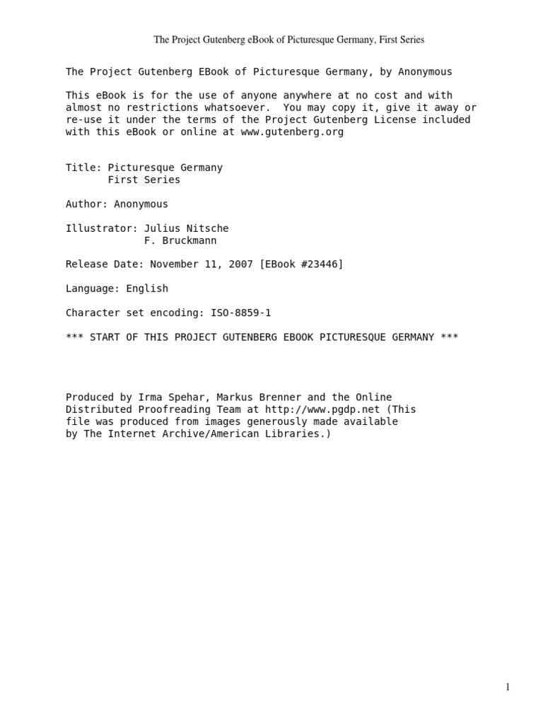 Picturesque GermanyFirst Series by Anonymous | PDF | Project Gutenberg ...