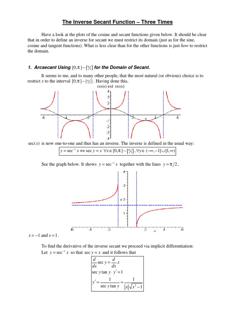 Derivative of Arcsecant (Why the Absolute Value) | Trigonometric ...