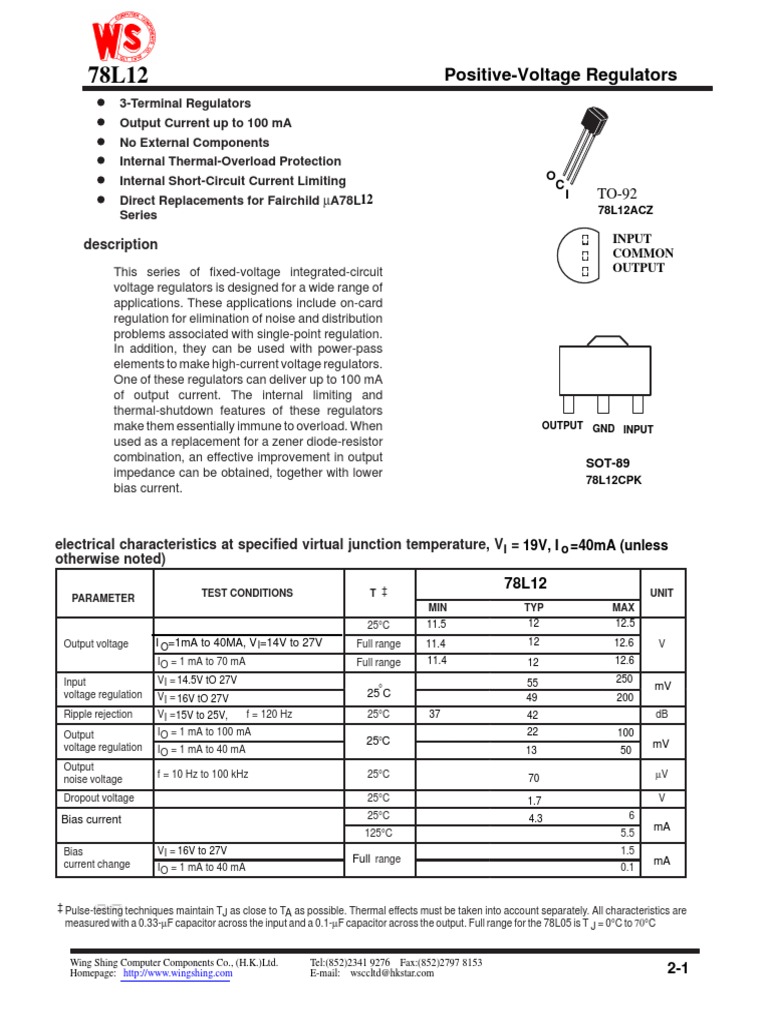 78L12 | PDF | Electrical Equipment | Electrical Engineering