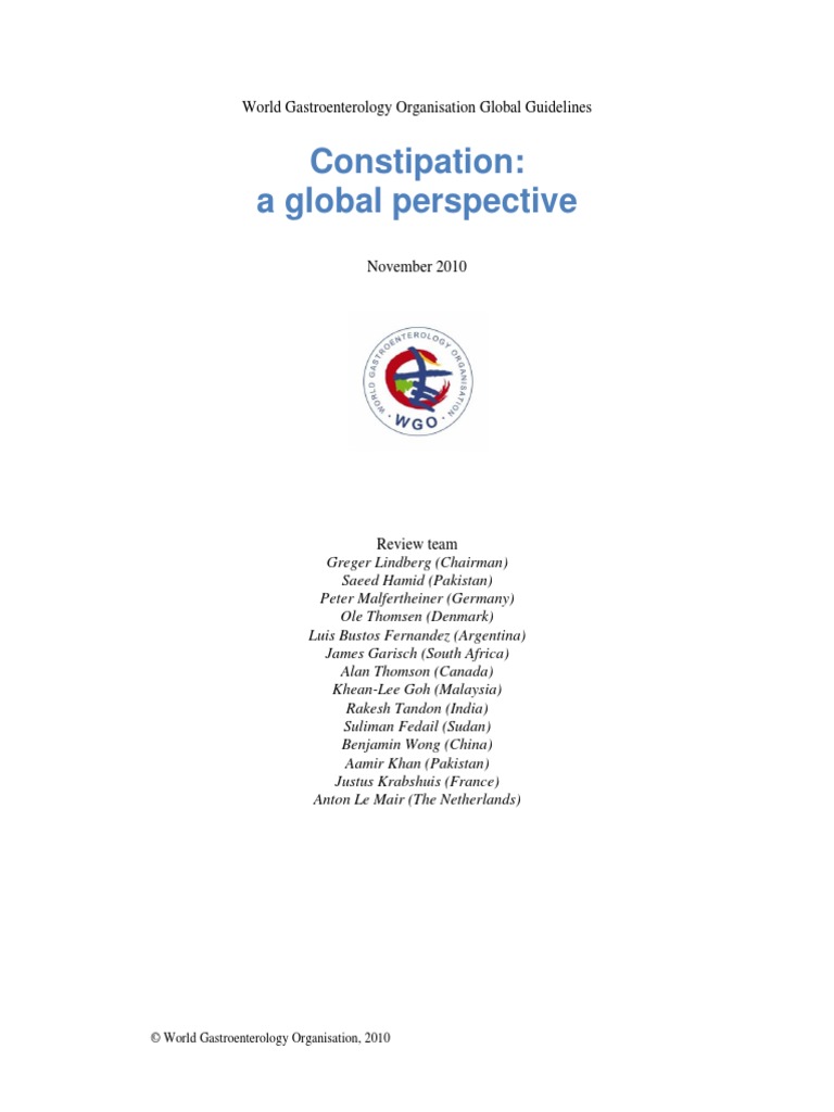 Constipation: A Global Perspective: World Gastroenterology Organisation ...