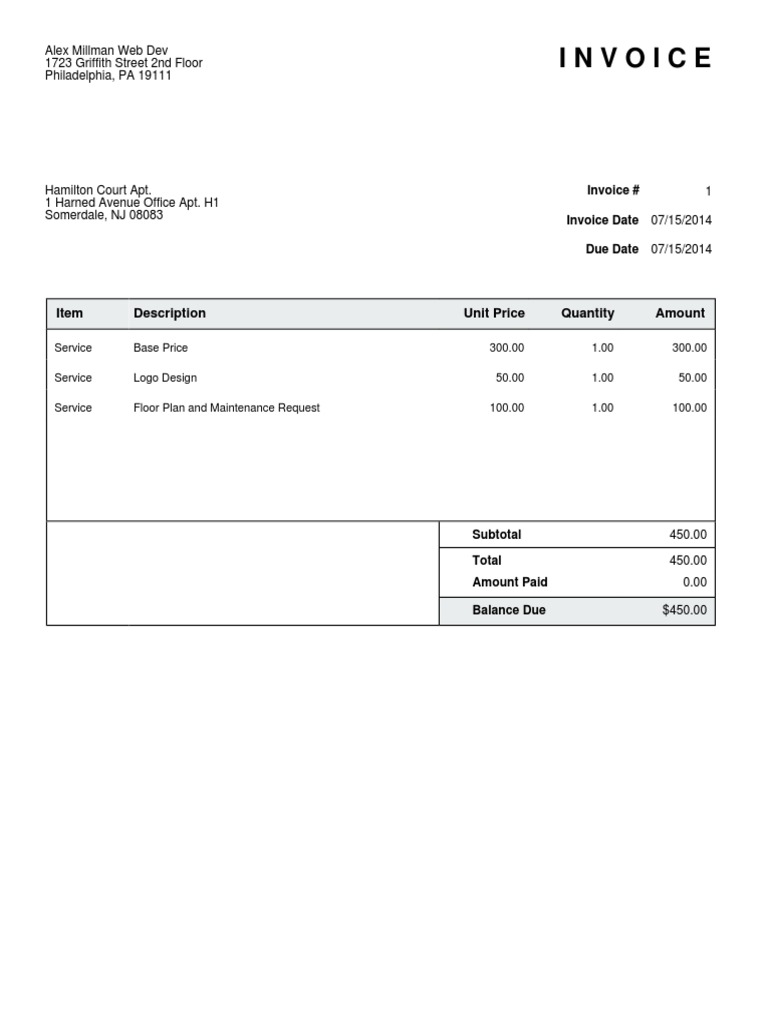 Invoice for Web Development Services | PDF