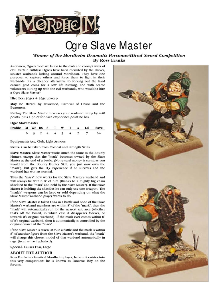 Mordheim Rules 2 | Slavery | Role Playing Games